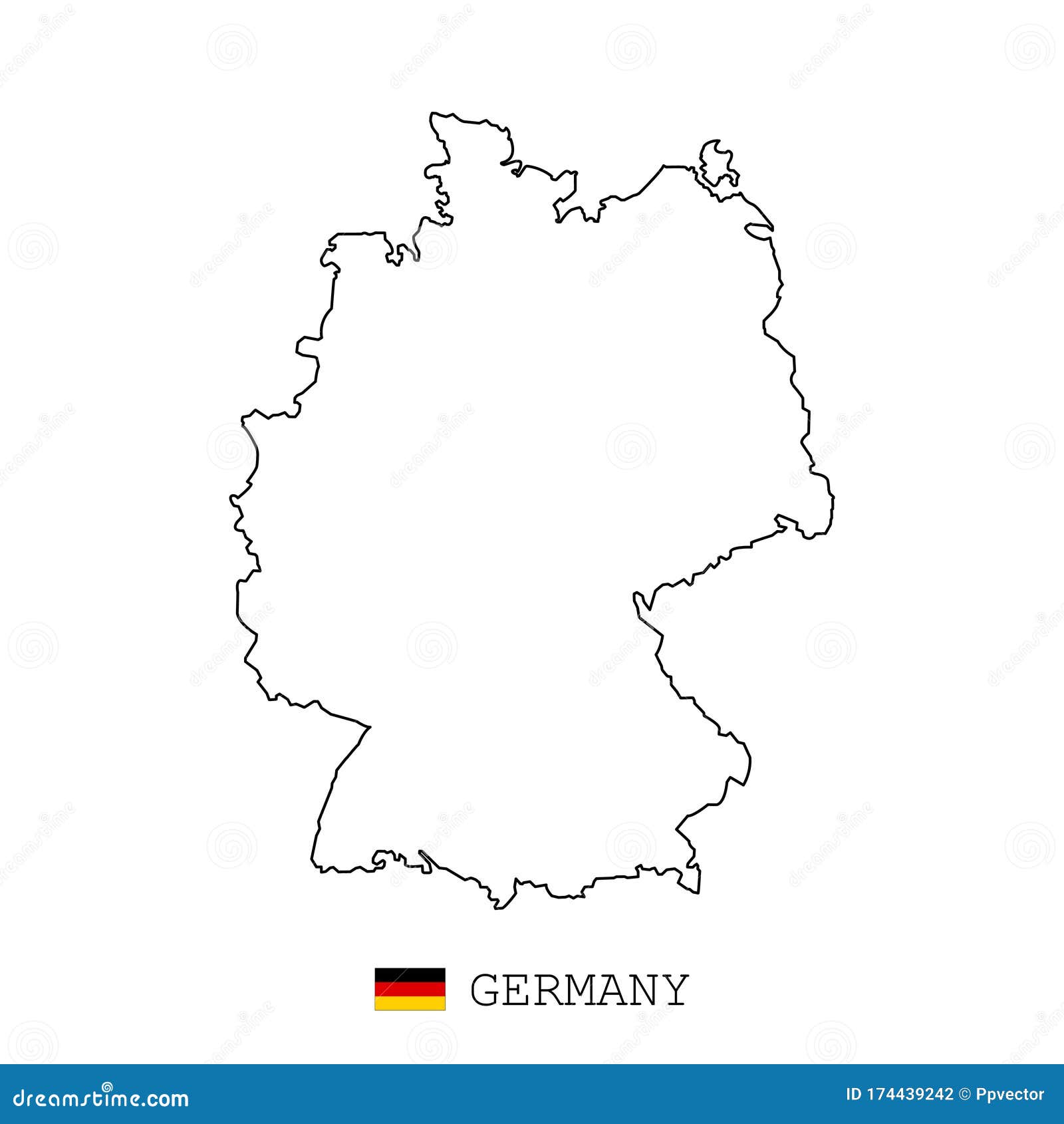 Germany Map Line, Linear Thin Vector. Germany Simple Map Stock Vector ...