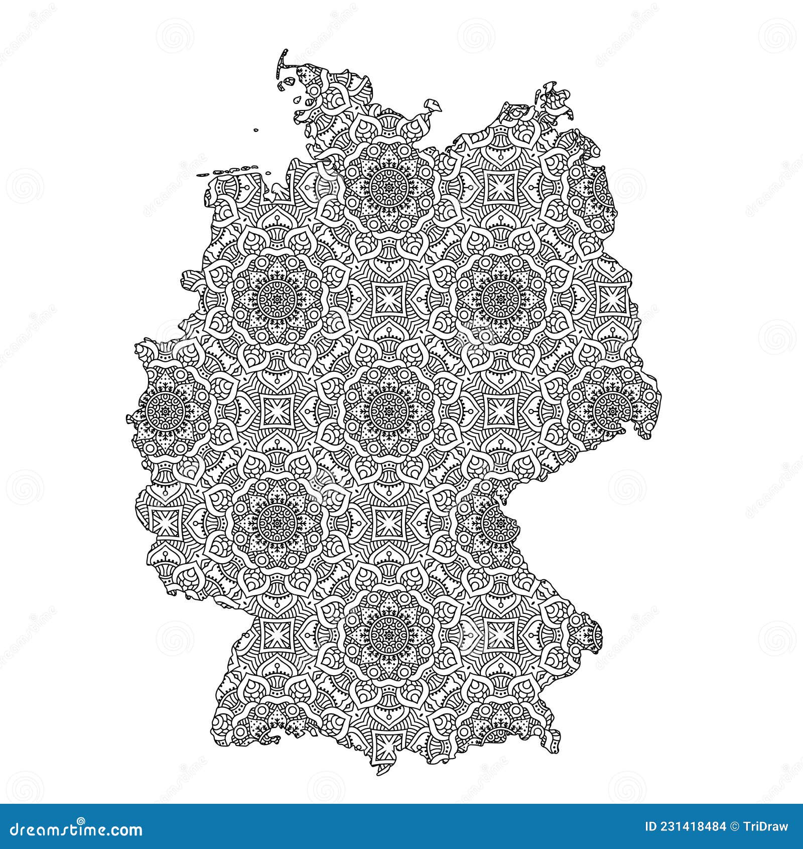 Germany Map with Mandala Design Stock Vector - Illustration of berlin ...