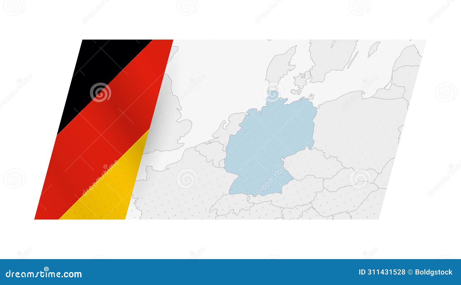 Germany Map in Modern Style with Flag of Germany on Left Side Stock ...