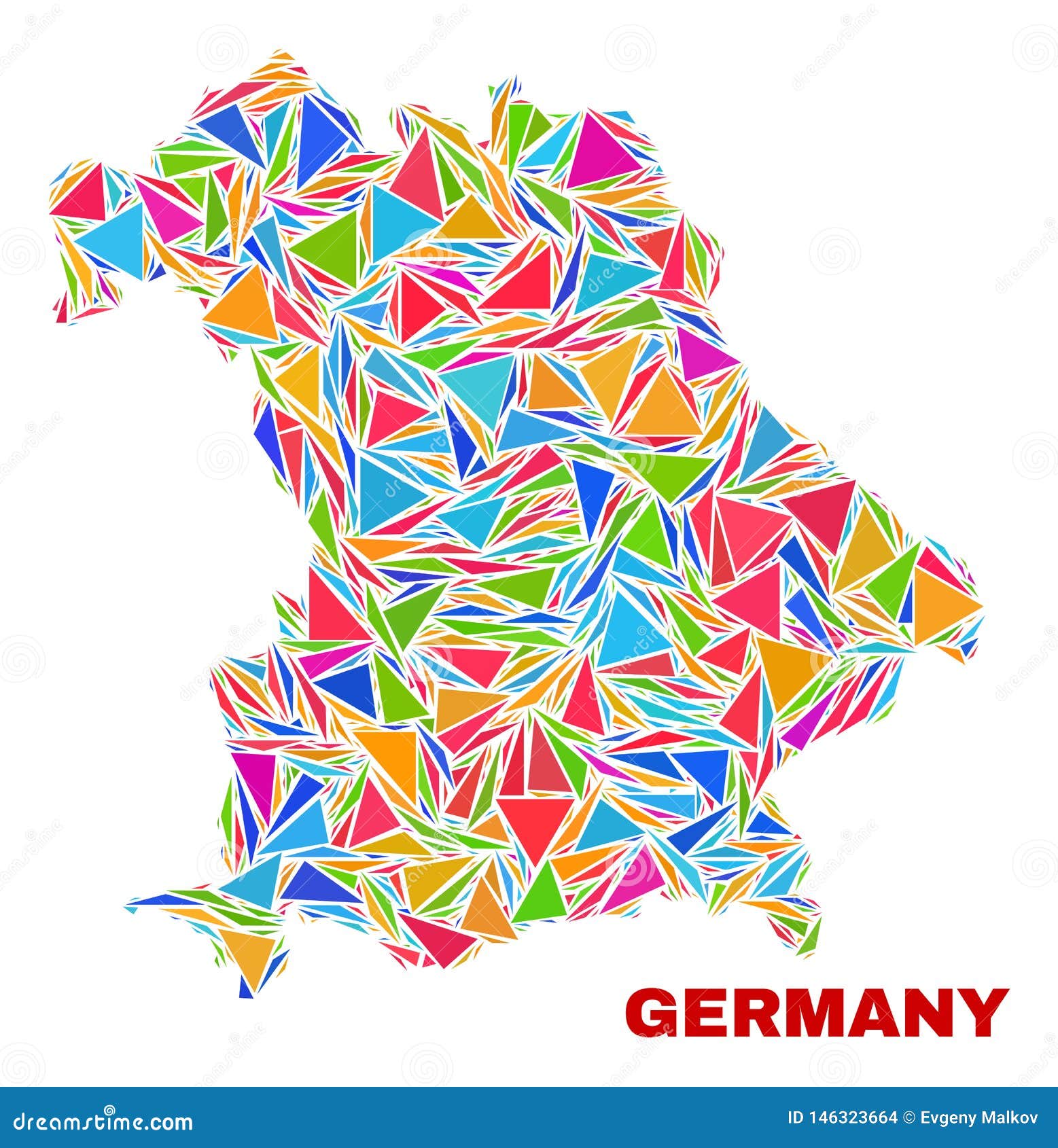 Germany Map - Mosaic of Color Triangles Stock Vector - Illustration of ...