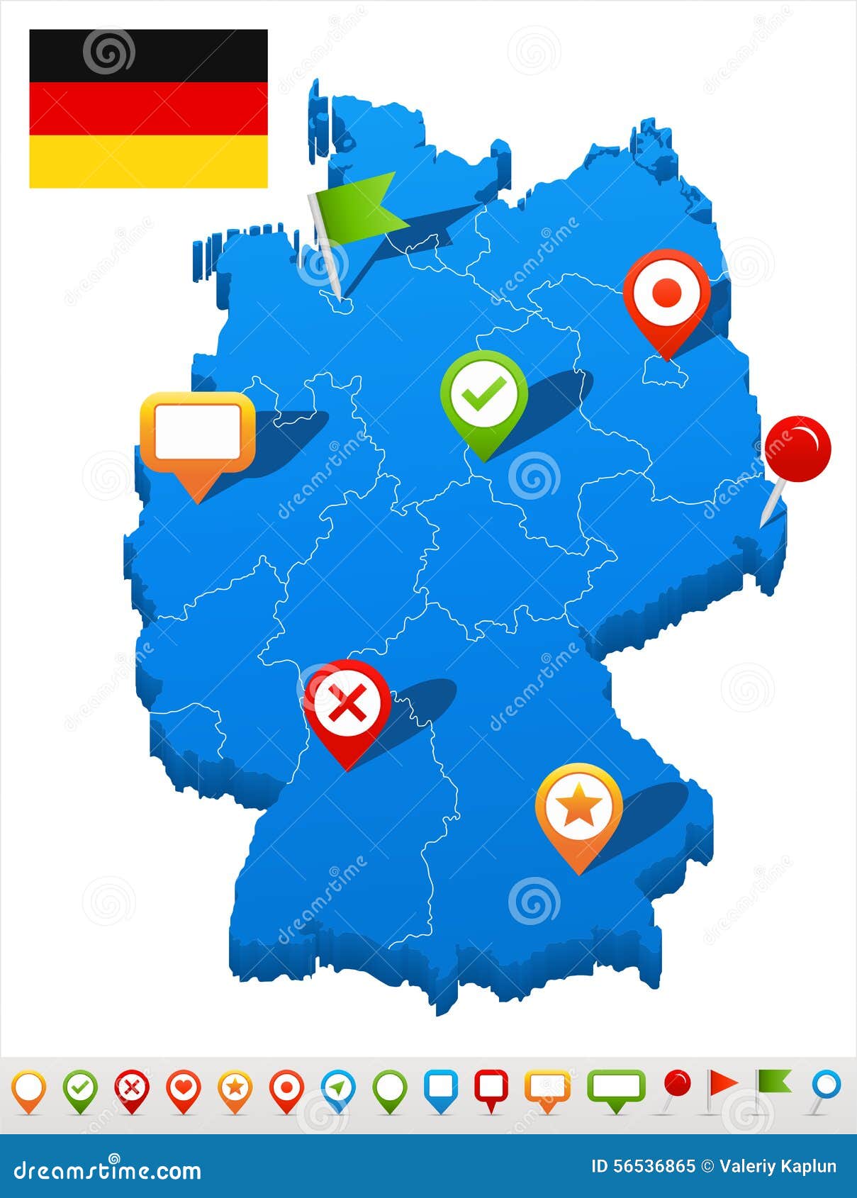 Germany Map and Navigation Icons - Illustration. Stock Vector ...