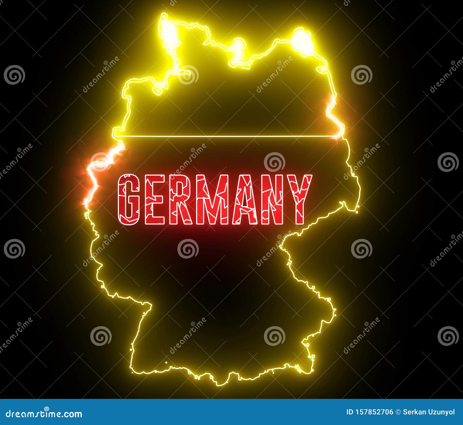 Germany Map with Neon Light. Creative Design of German Country with ...