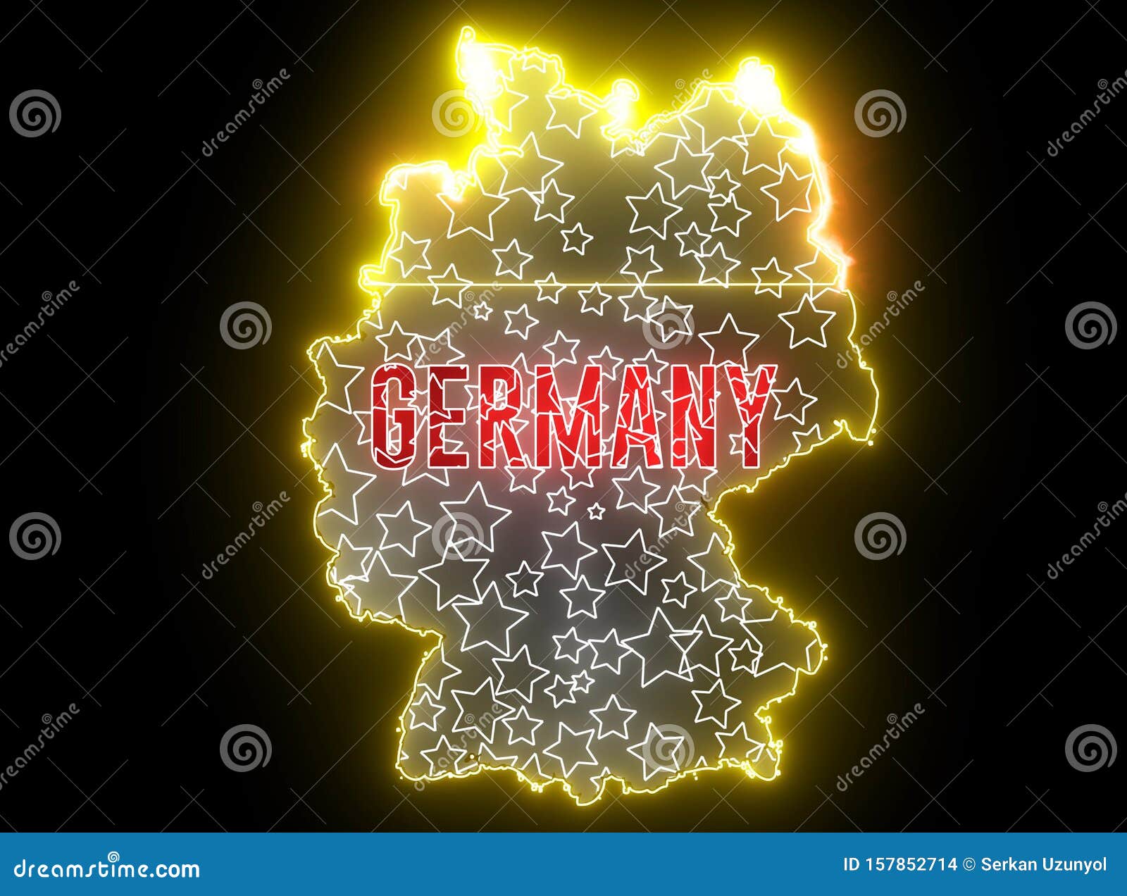 Germany Map with Neon Light. Creative Design of German Country with ...
