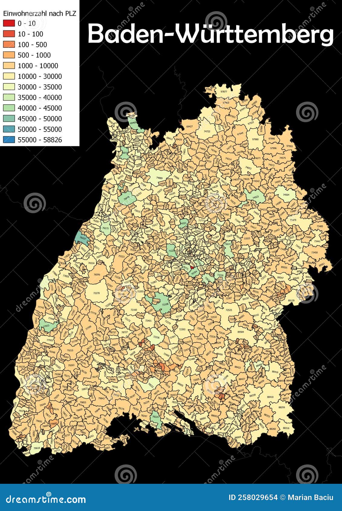 Germany Map Population by Zip Code Map of Federal State Baden ...