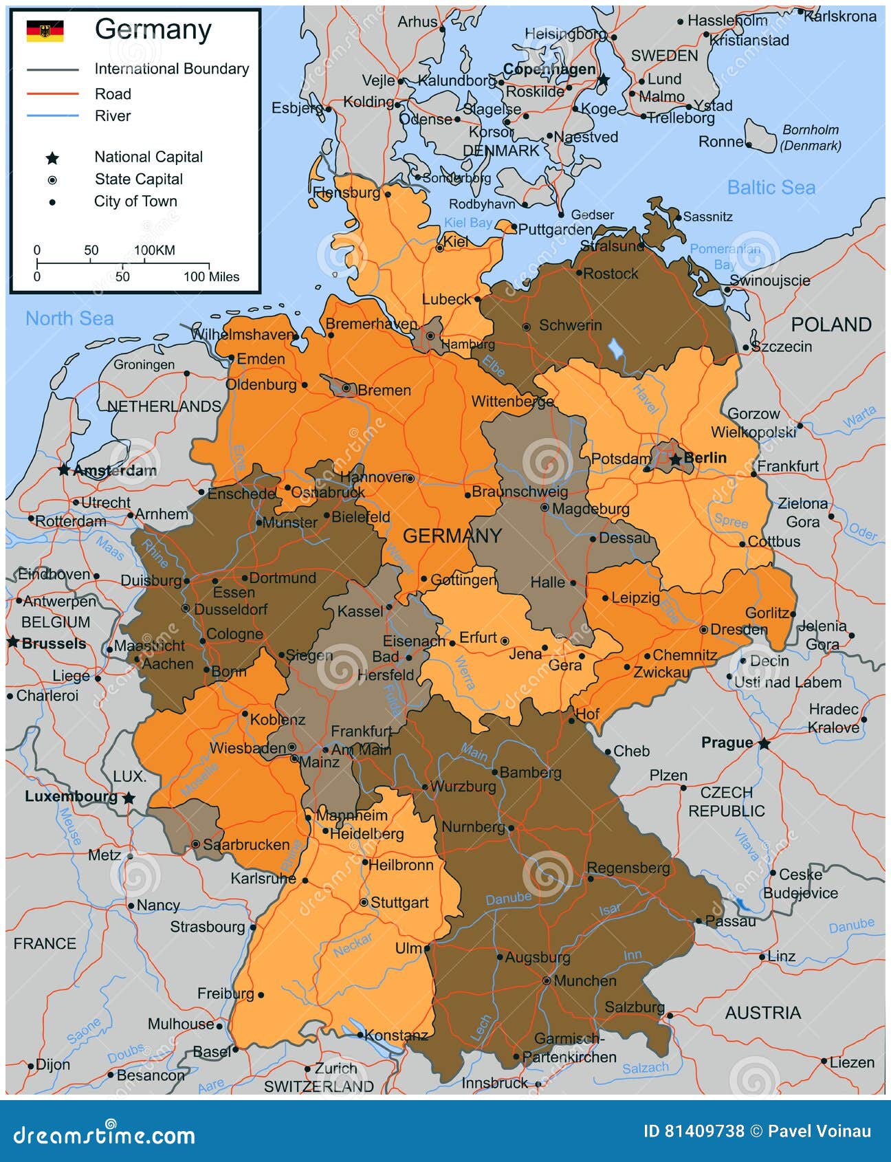 Germany Map with Selectable Territories. Vector Stock Vector ...