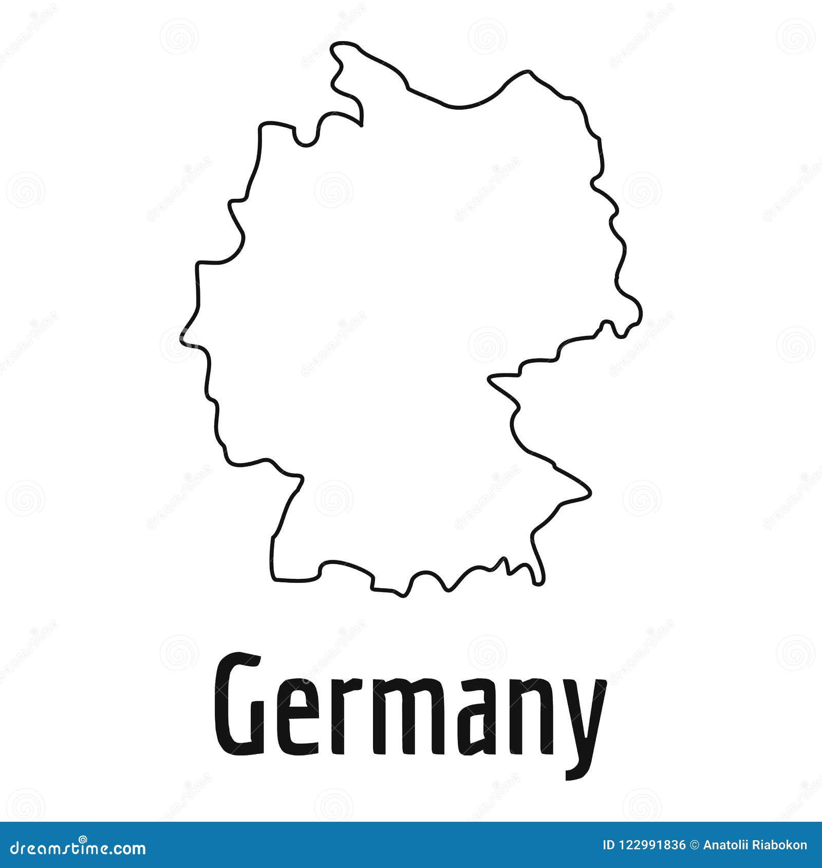 Germany Map Thin Line Simple Stock Illustration - Illustration of ...