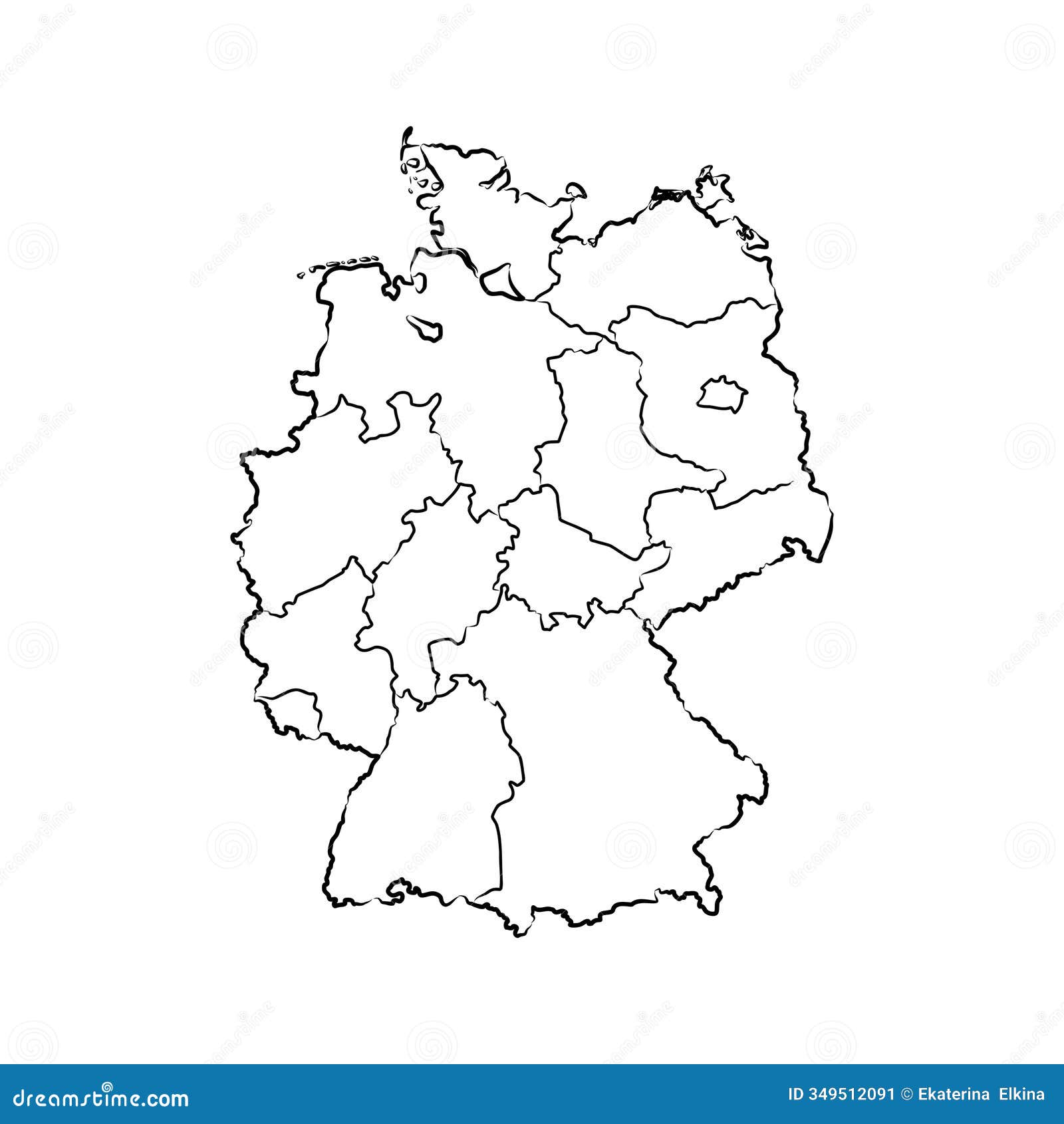 Germany Map Vector Illustration, Scribble Sketch Republic of Germany Map, Germany Map Silhouette ...