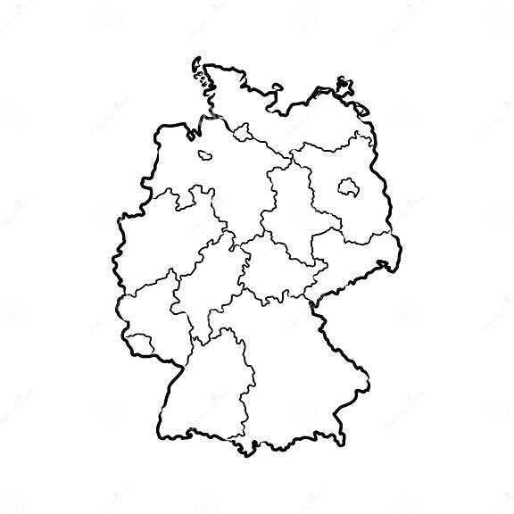 Germany Map Vector Illustration, Scribble Sketch Republic of Germany Map, Germany Map Silhouette ...