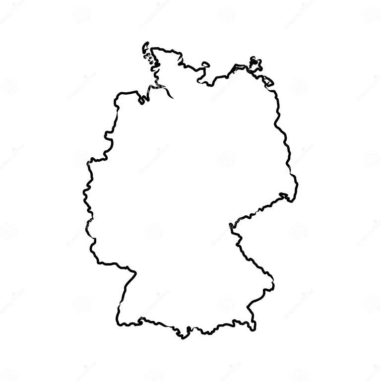 Germany Map Vector Illustration, Scribble Sketch Republic of Germany ...