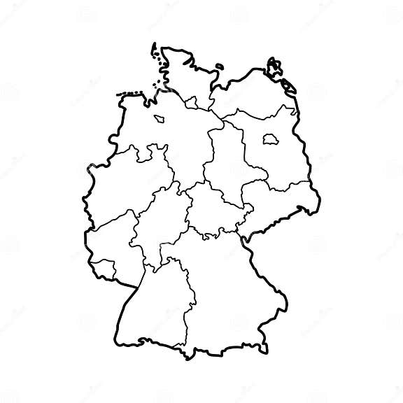 Germany Map Vector Illustration, Scribble Sketch Republic of Germany ...