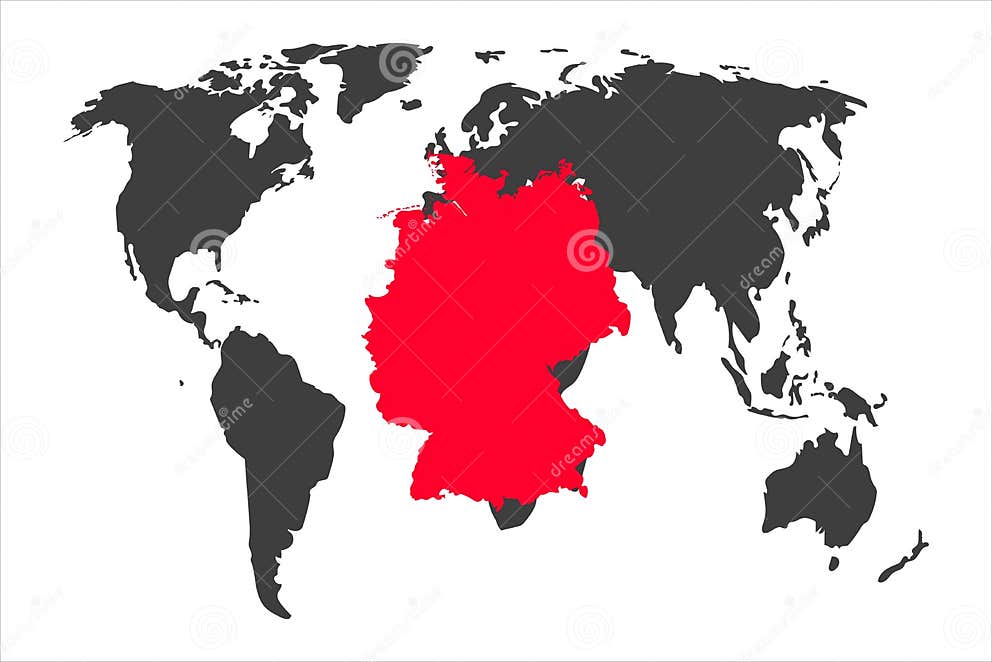 Germany Map on a World Map. EPS 10 Stock Illustration - Illustration of ...
