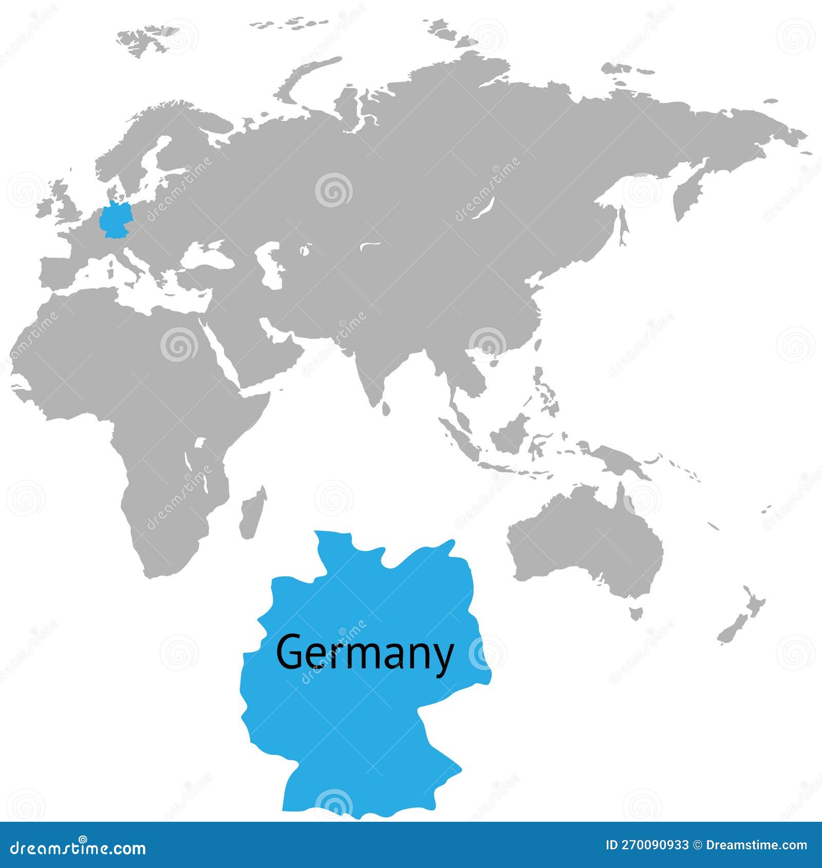 Germany Marked by Blue in Grey World Political Map. Stock Illustration ...