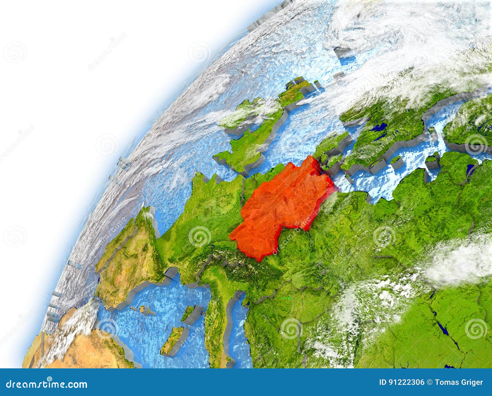 Germany on Model of Planet Earth Stock Illustration - Illustration of ...
