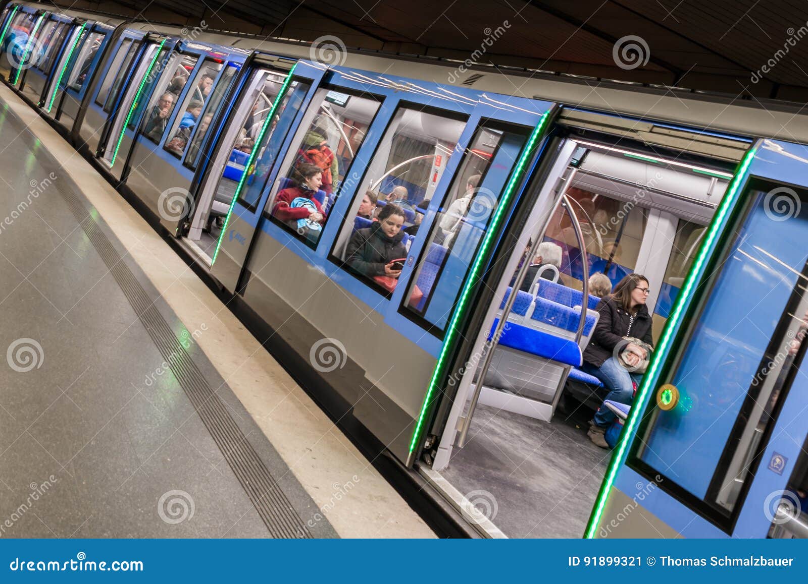 Germany, Munich, March 25, 2017, Underground Railway in Munich with ...