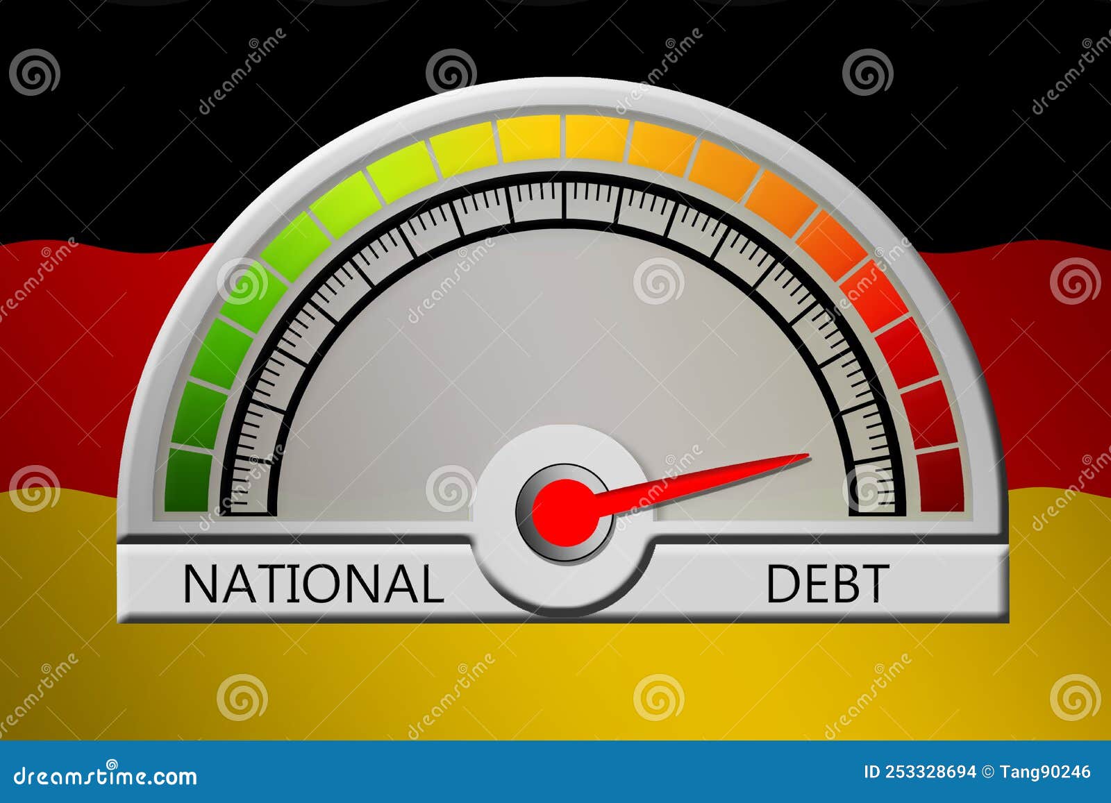 Germany National Debt Measuring Device with Arrow and Scale Stock ...