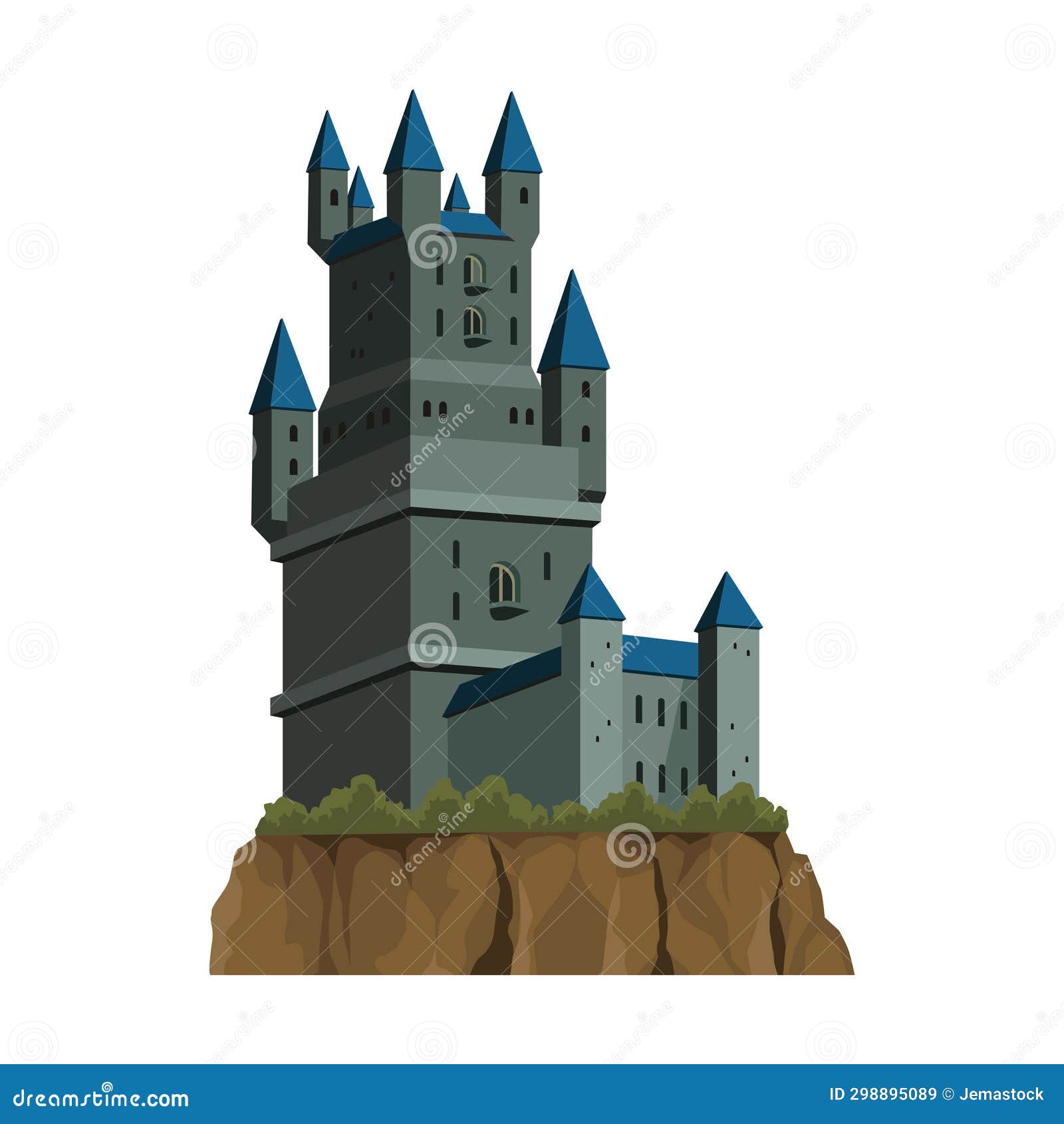 Castle Landmark Sketch Illustration. Medieval Palace Building ...