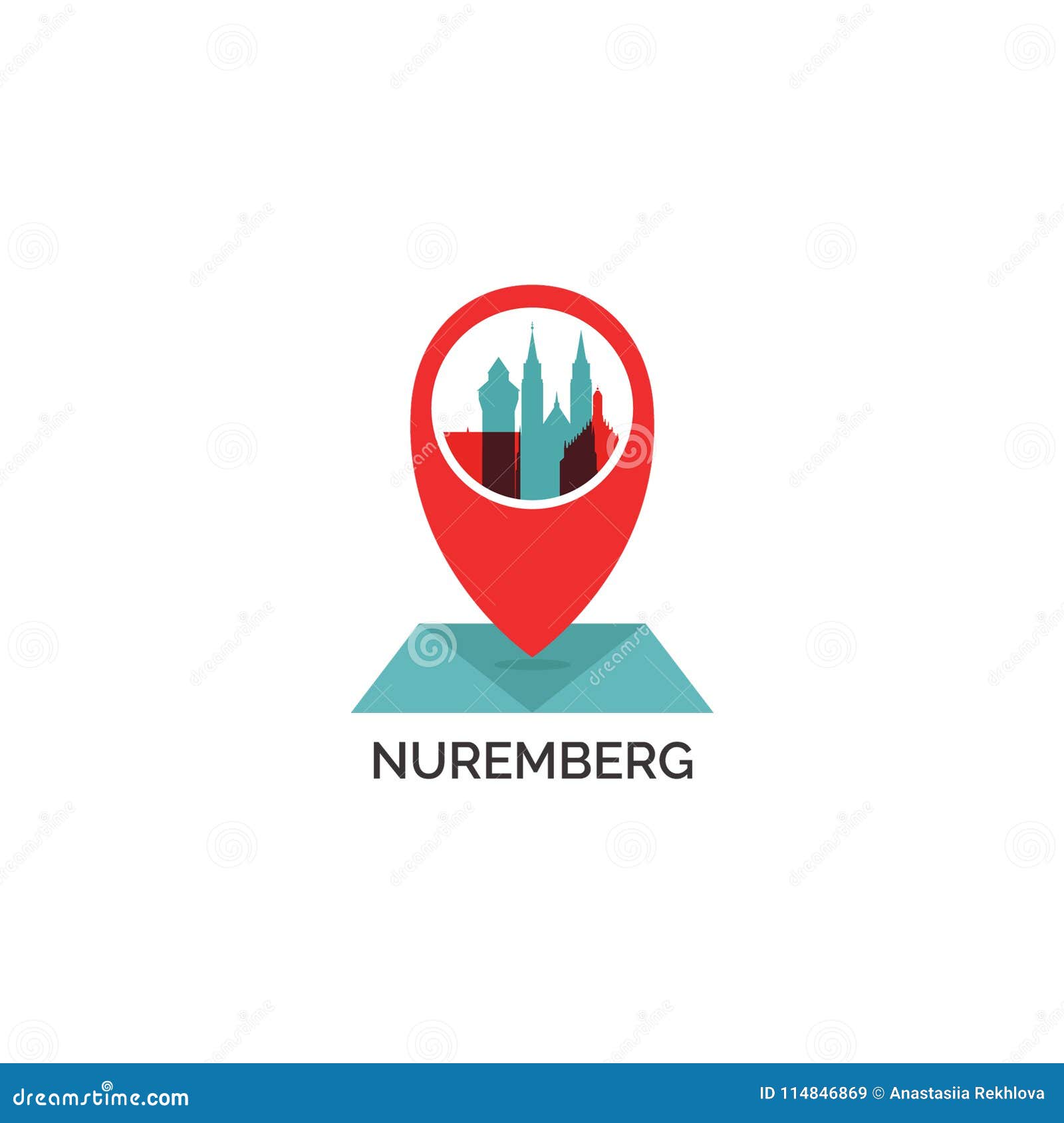 Nuremberg City Skyline Silhouette Vector Logo Illustration Stock Vector ...