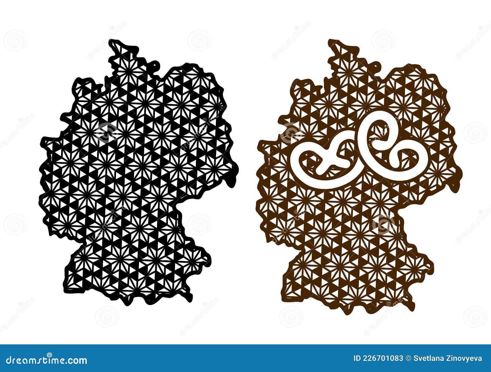 Germany Outline with Decorative Geometric Pattern and Pretzel Outline ...