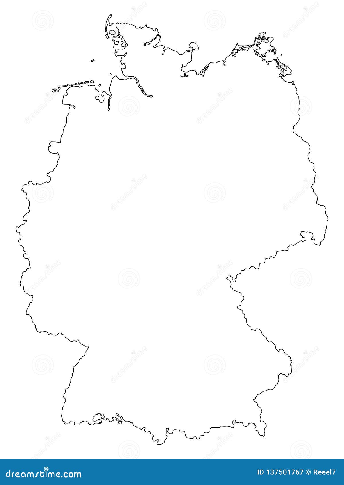 Germany Outline Map Isolated on White Background. Stock Vector ...