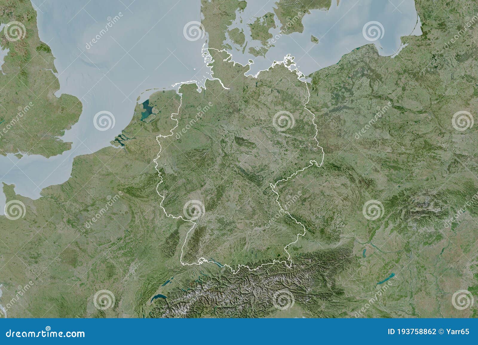 Germany Outlined. Satellite Stock Illustration - Illustration of land ...