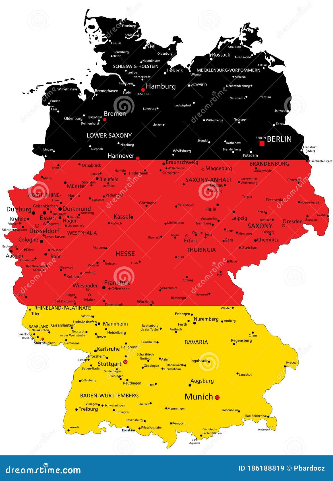 Germany Highly Detailed Political Map With National Flag. Cartoon ...