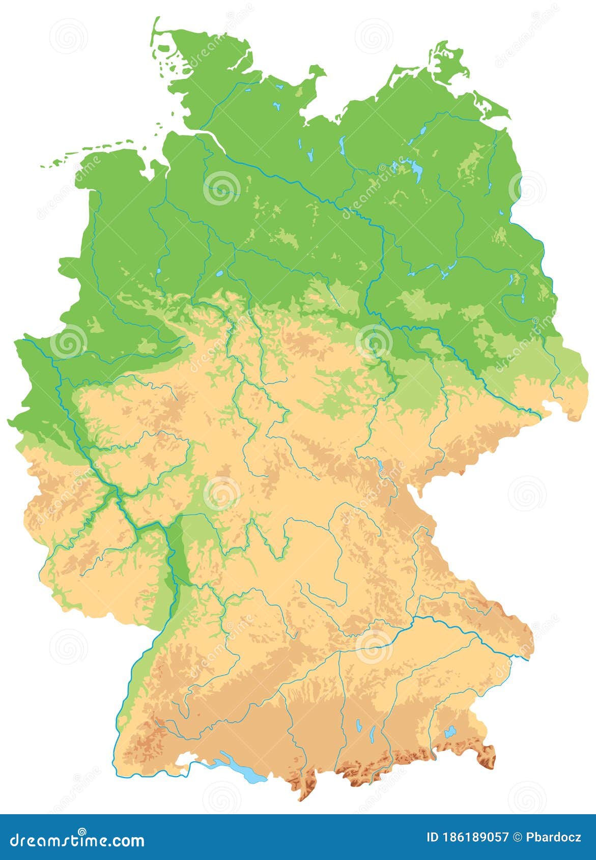 High Detailed Germany Physical Map. Stock Vector - Illustration of ...