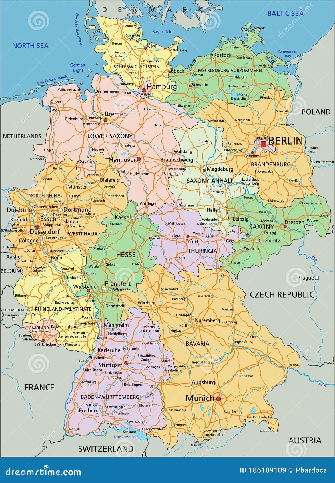 Germany - Highly Detailed Editable Political Map with Separated Layers ...