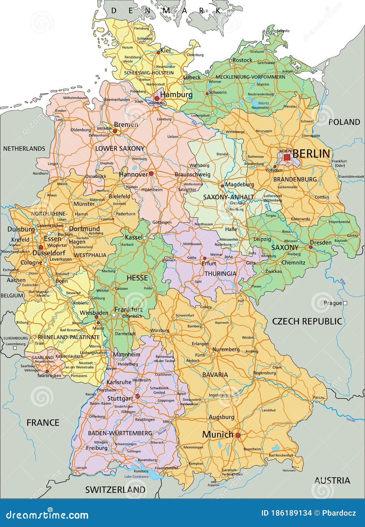 Germany - Highly Detailed Editable Political Map with Separated Layers ...