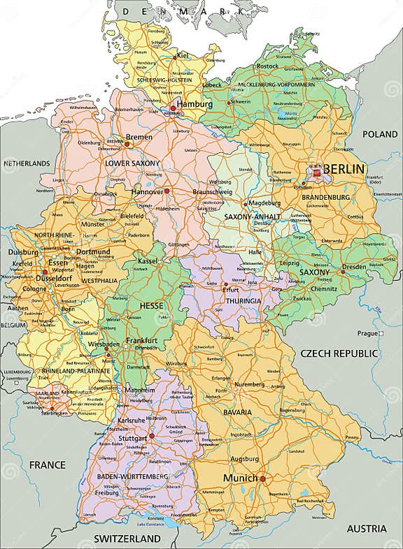 Germany - Highly Detailed Editable Political Map with Separated Layers ...