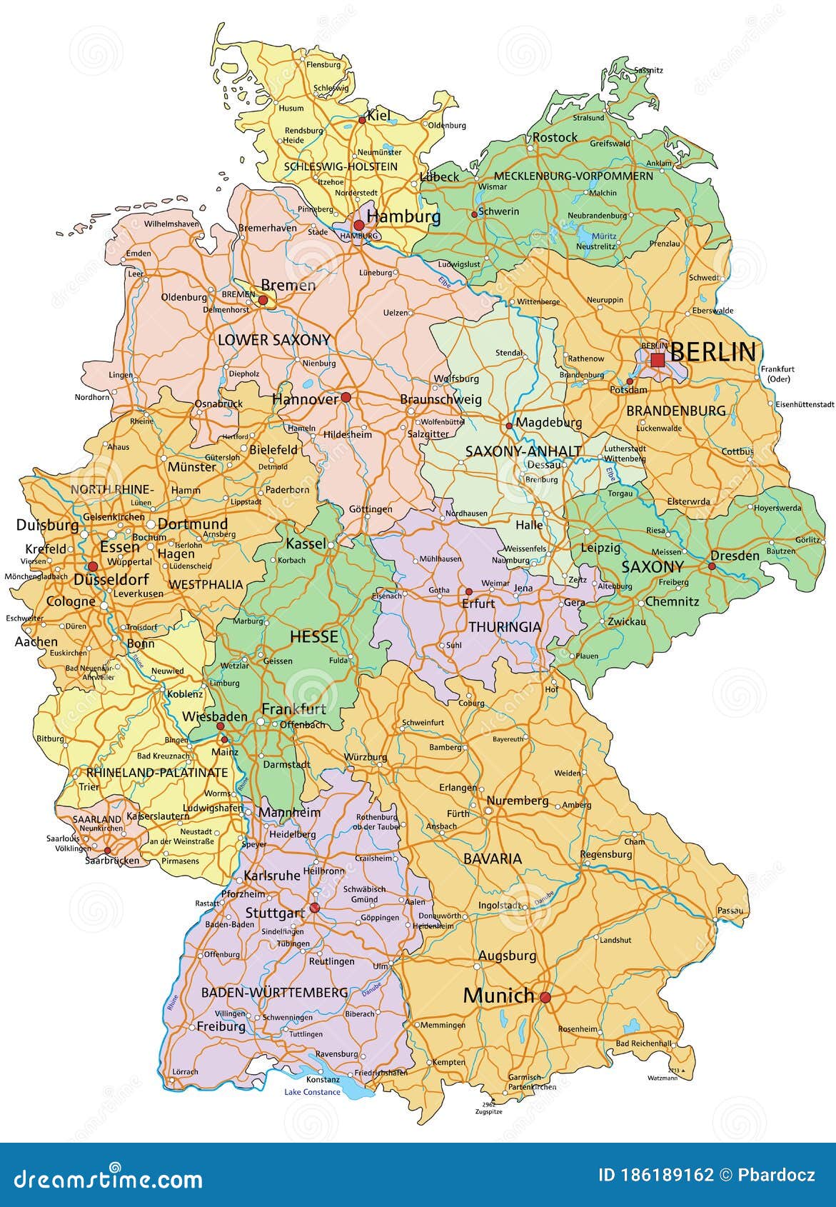 Germany - Highly Detailed Editable Political Map With Separated Layers ...