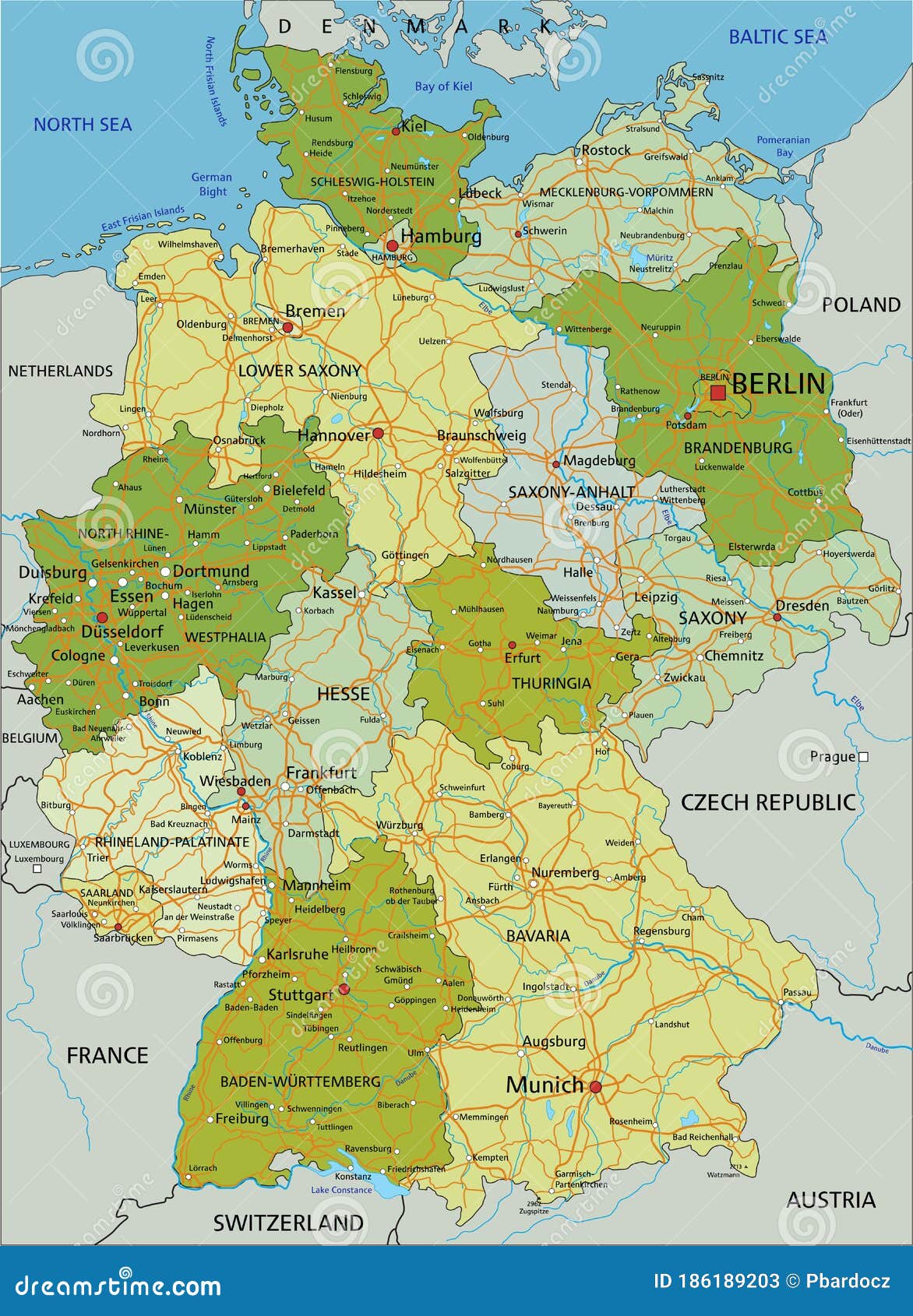 Germany - Highly Detailed Editable Political Map with Separated Layers ...