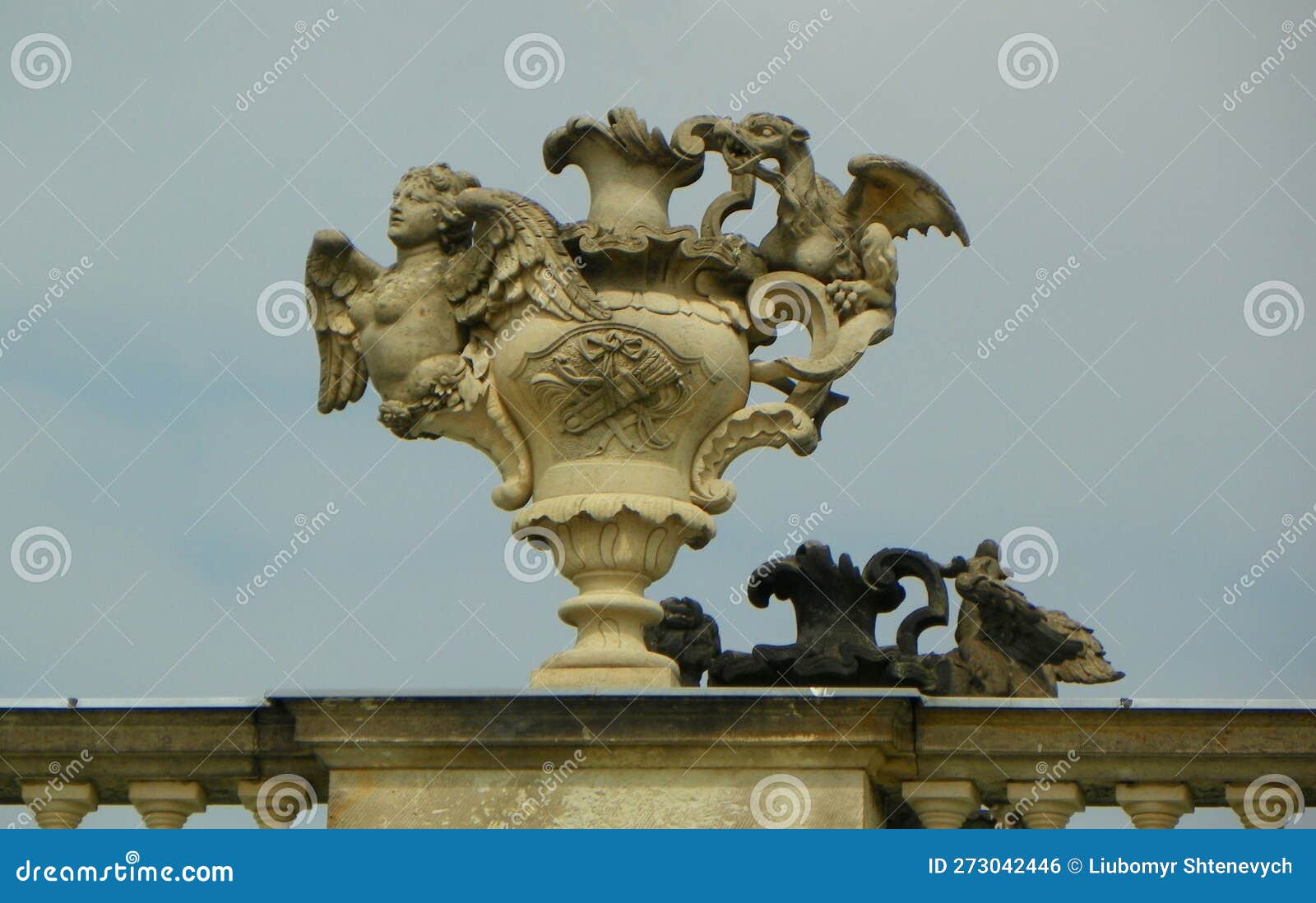 Germany, Potsdam, Courtyard Sanssouci Palace, Architectural Element of ...
