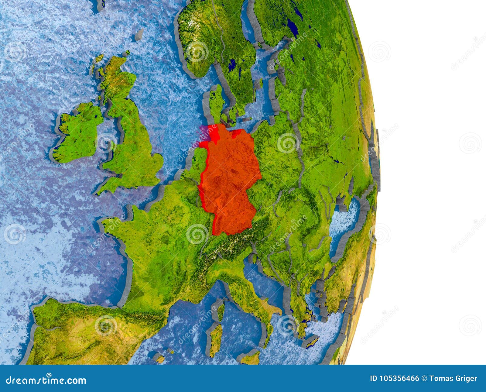 Germany on realistic globe stock illustration. Illustration of embossed ...