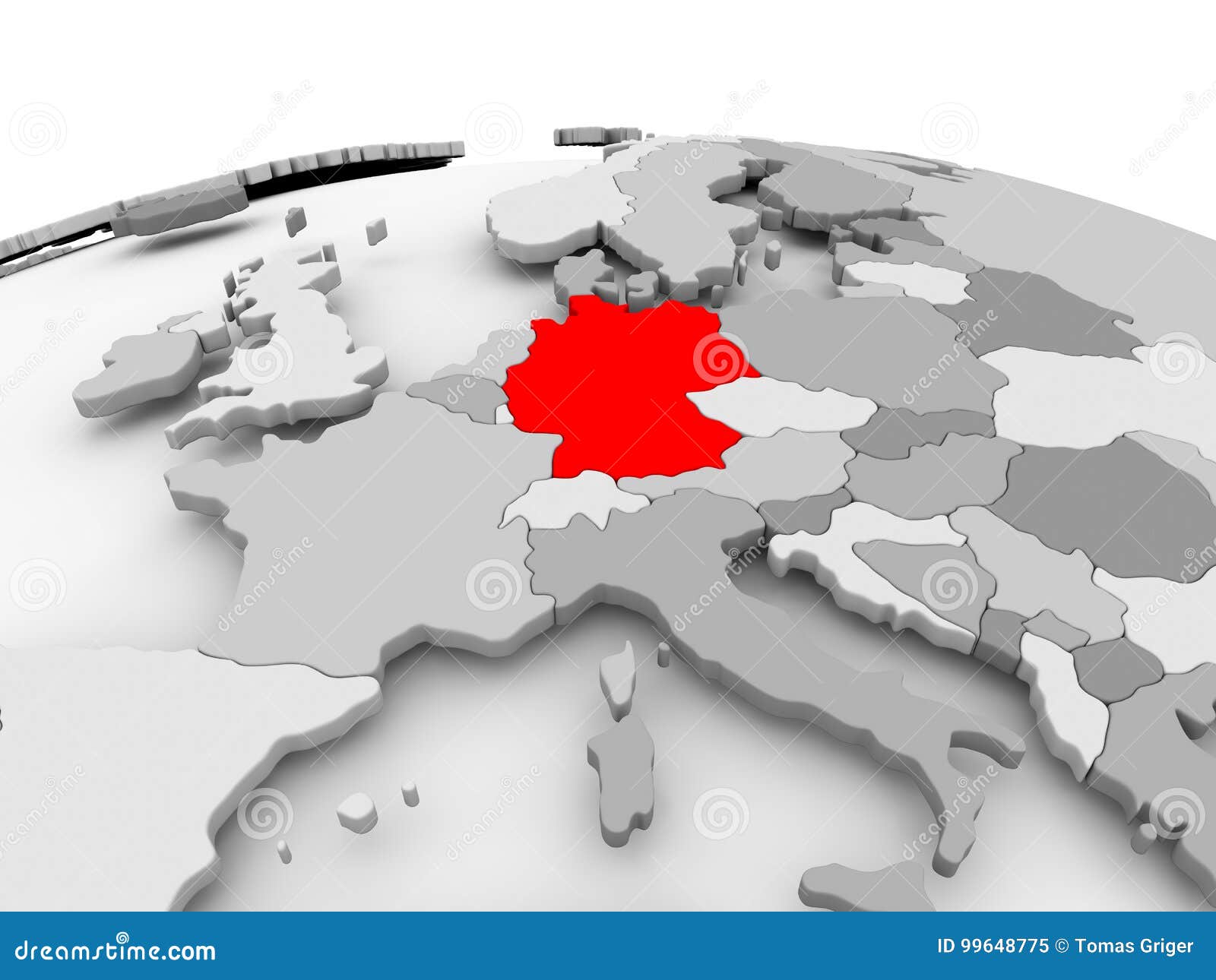 Germany on grey globe stock illustration. Illustration of german - 99648775