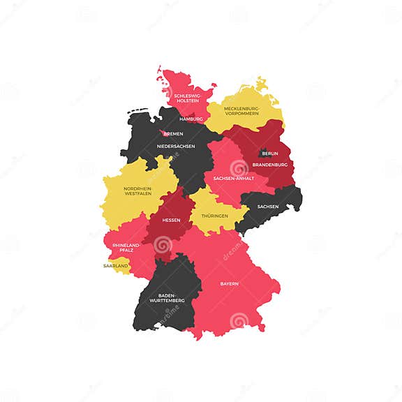Germany Regions Map stock vector. Illustration of states - 197203638