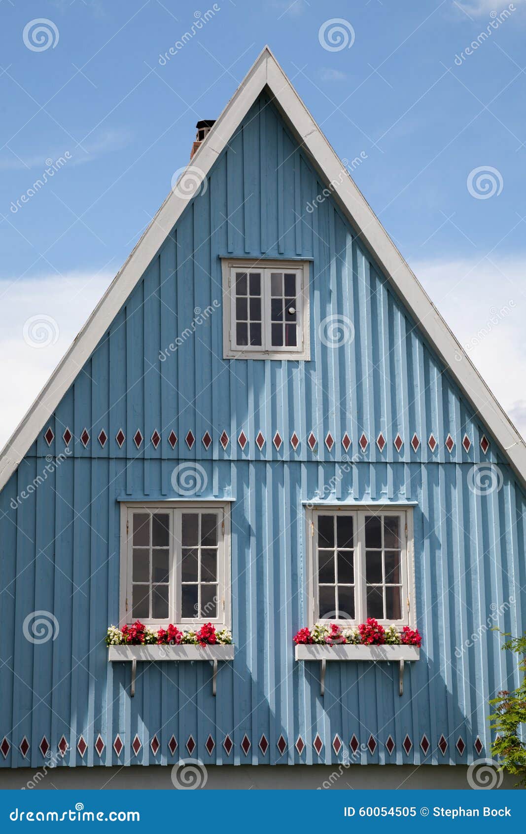 Germany, Schleswig-Holstein, House, Blue Facade, Gable Stock Image ...