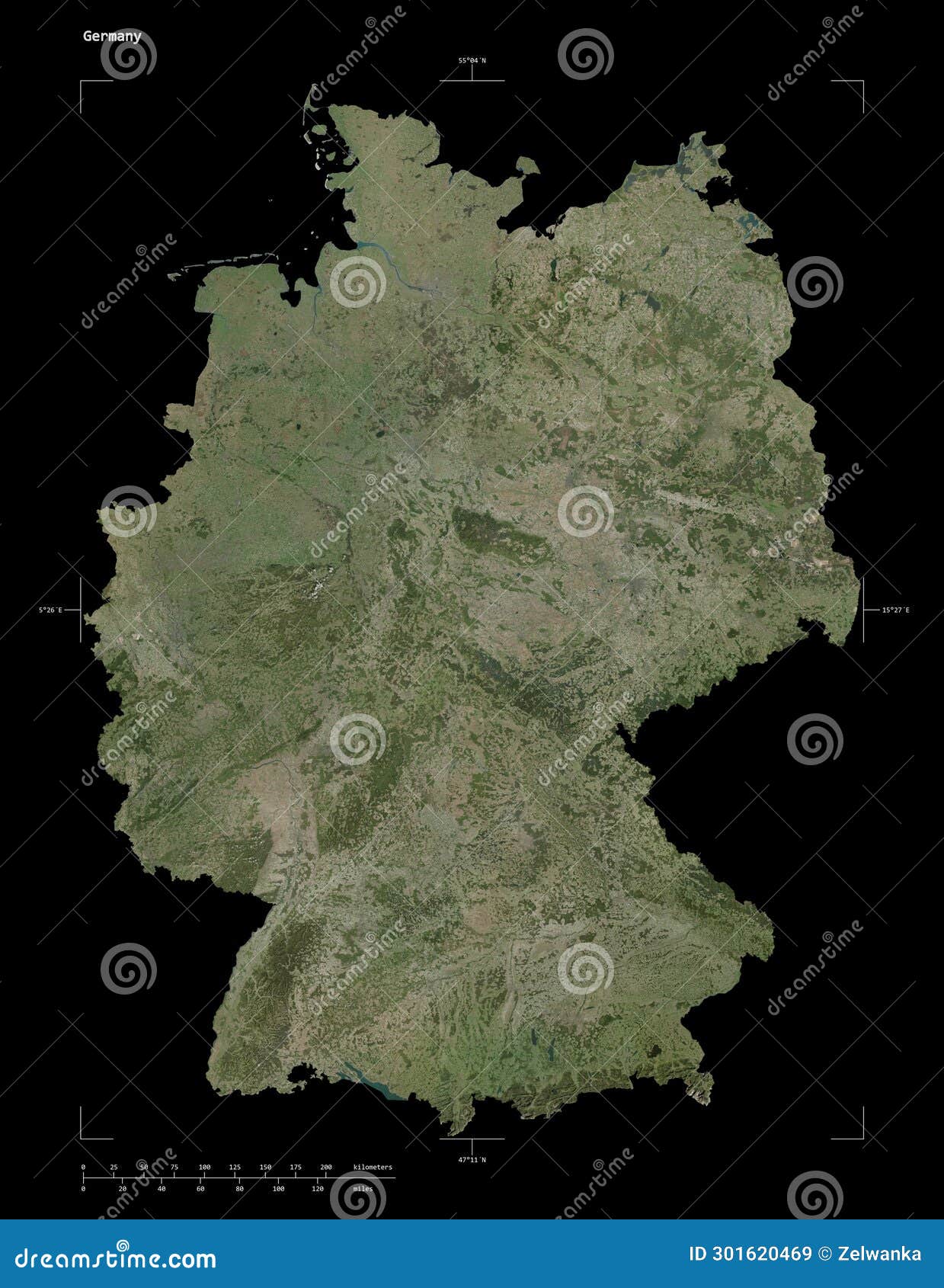 Germany Shape on Black. High-res Satellite Stock Illustration ...