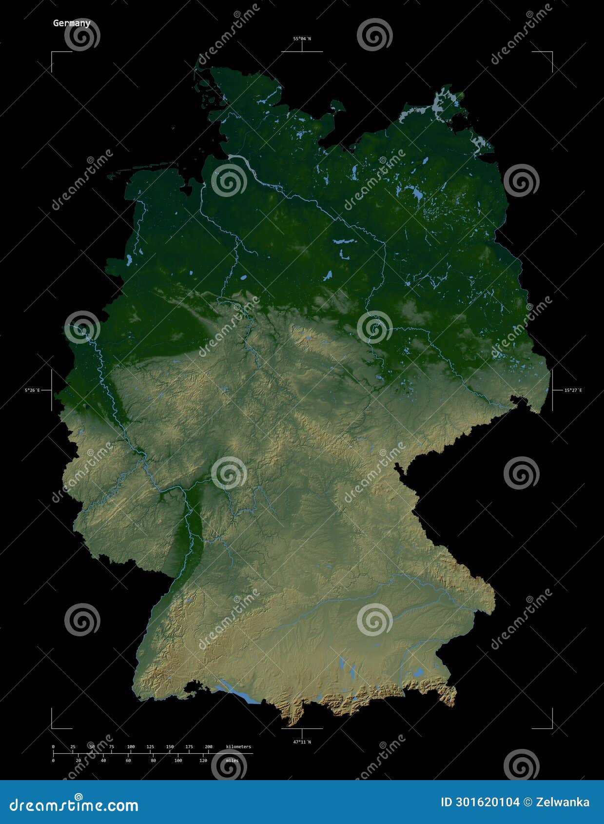 Germany Shape on Black. Physical Stock Illustration - Illustration of ...