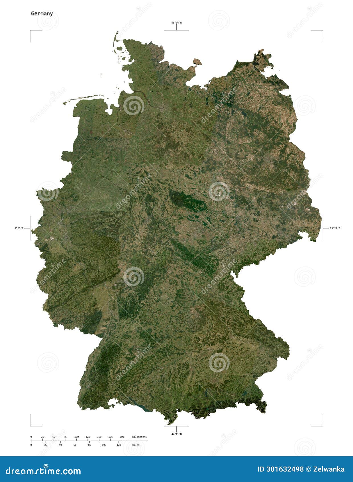 Germany Shape on White. Low-res Satellite Stock Illustration ...