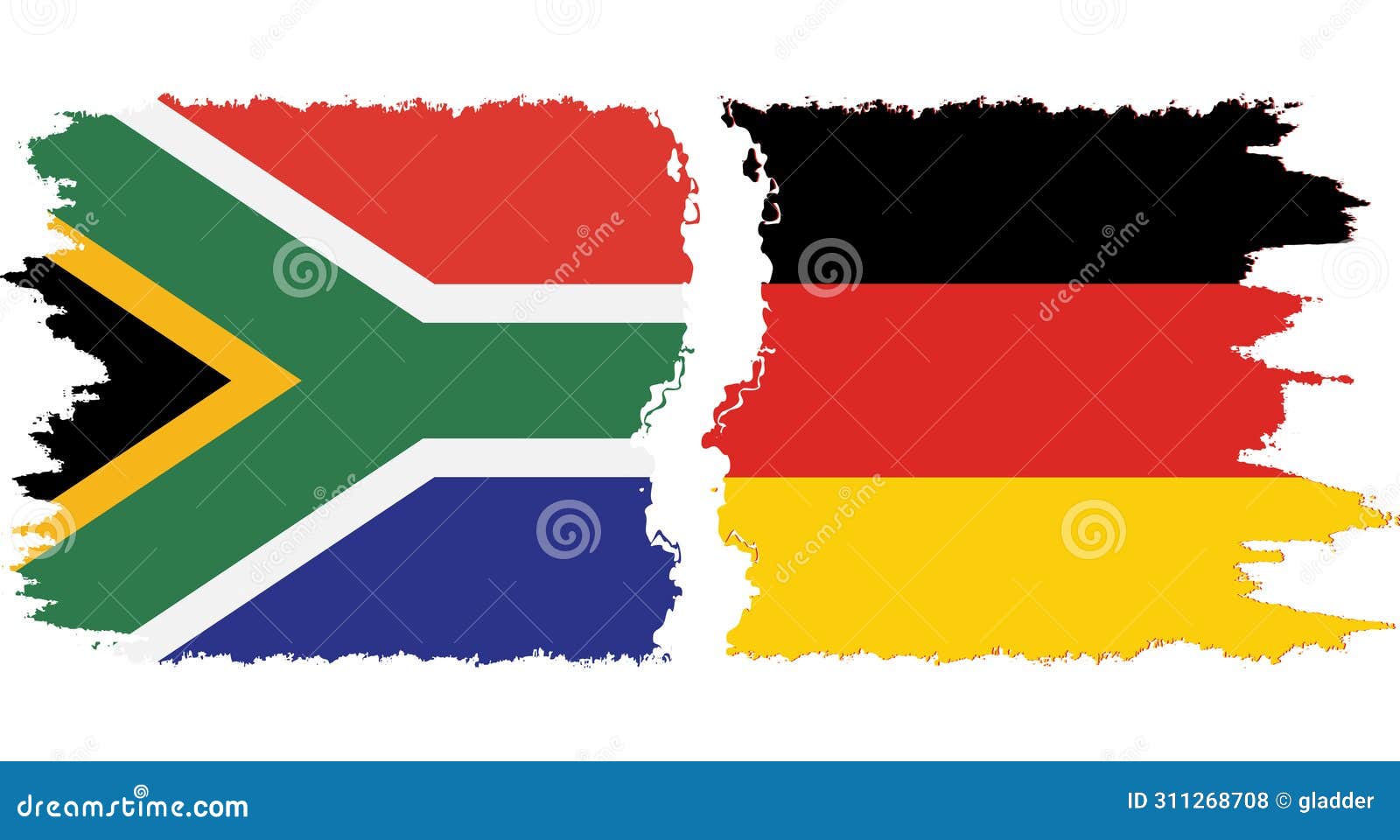 Germany and South Africa Grunge Flags Connection Vector Stock ...