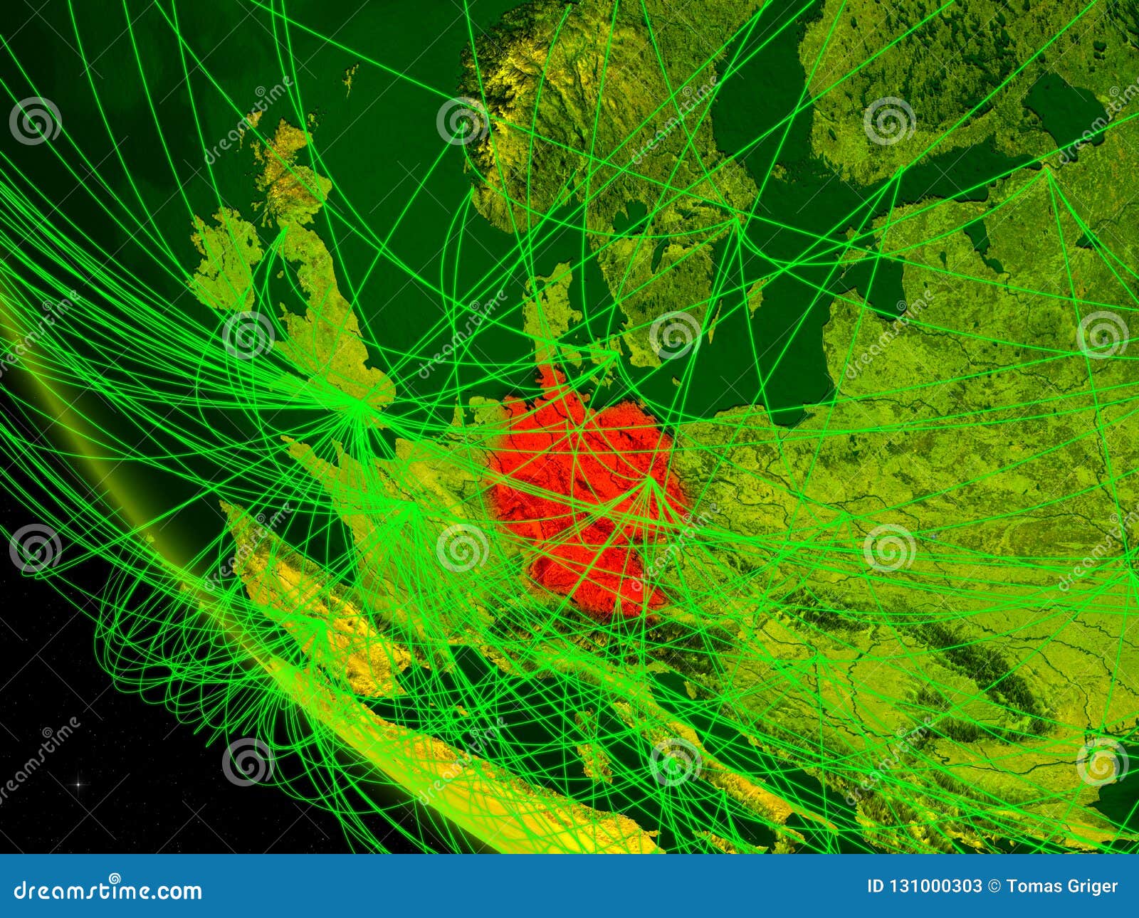 Germany from Space with Network Stock Illustration - Illustration of ...