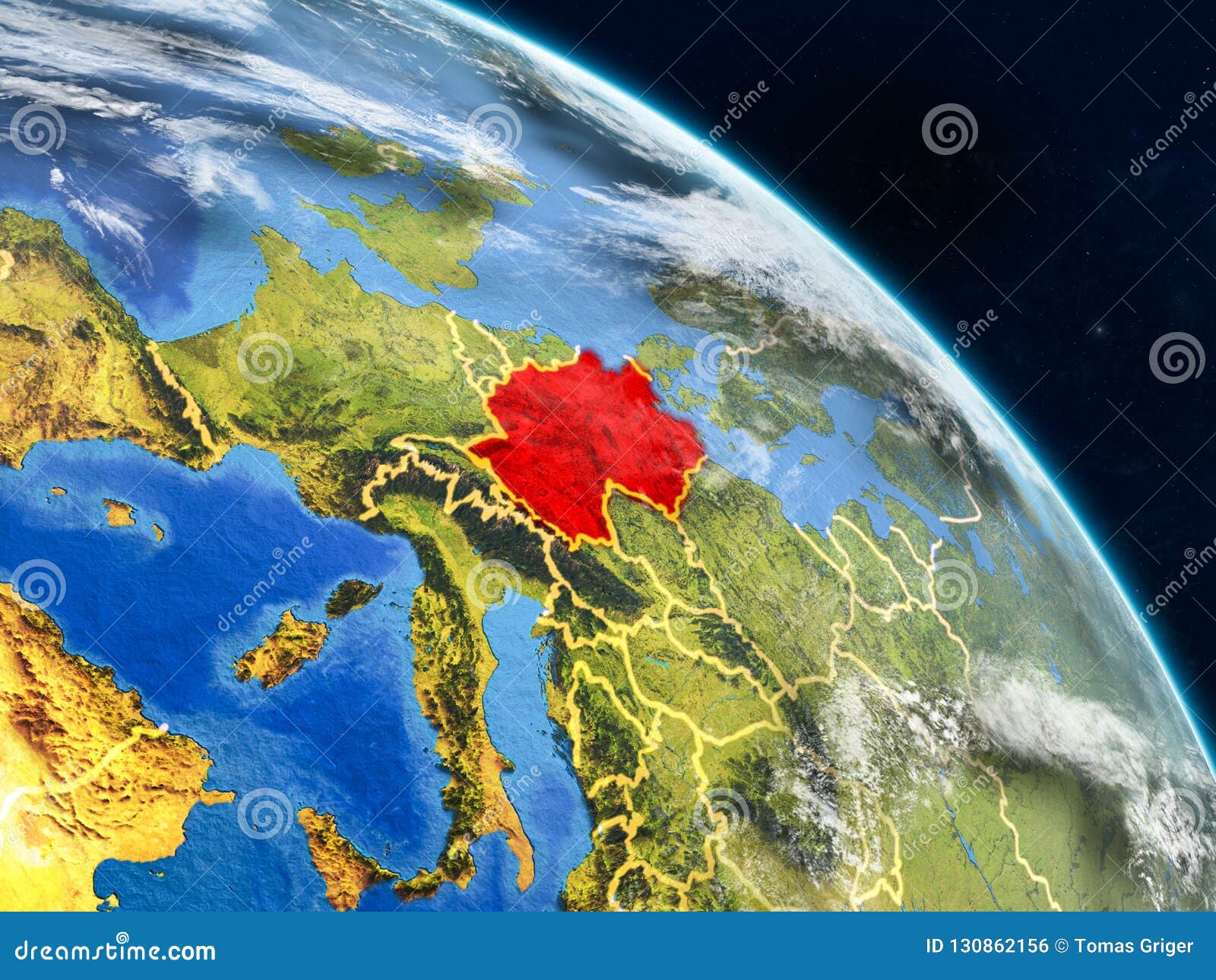 Germany from space stock illustration. Illustration of globe - 130862156