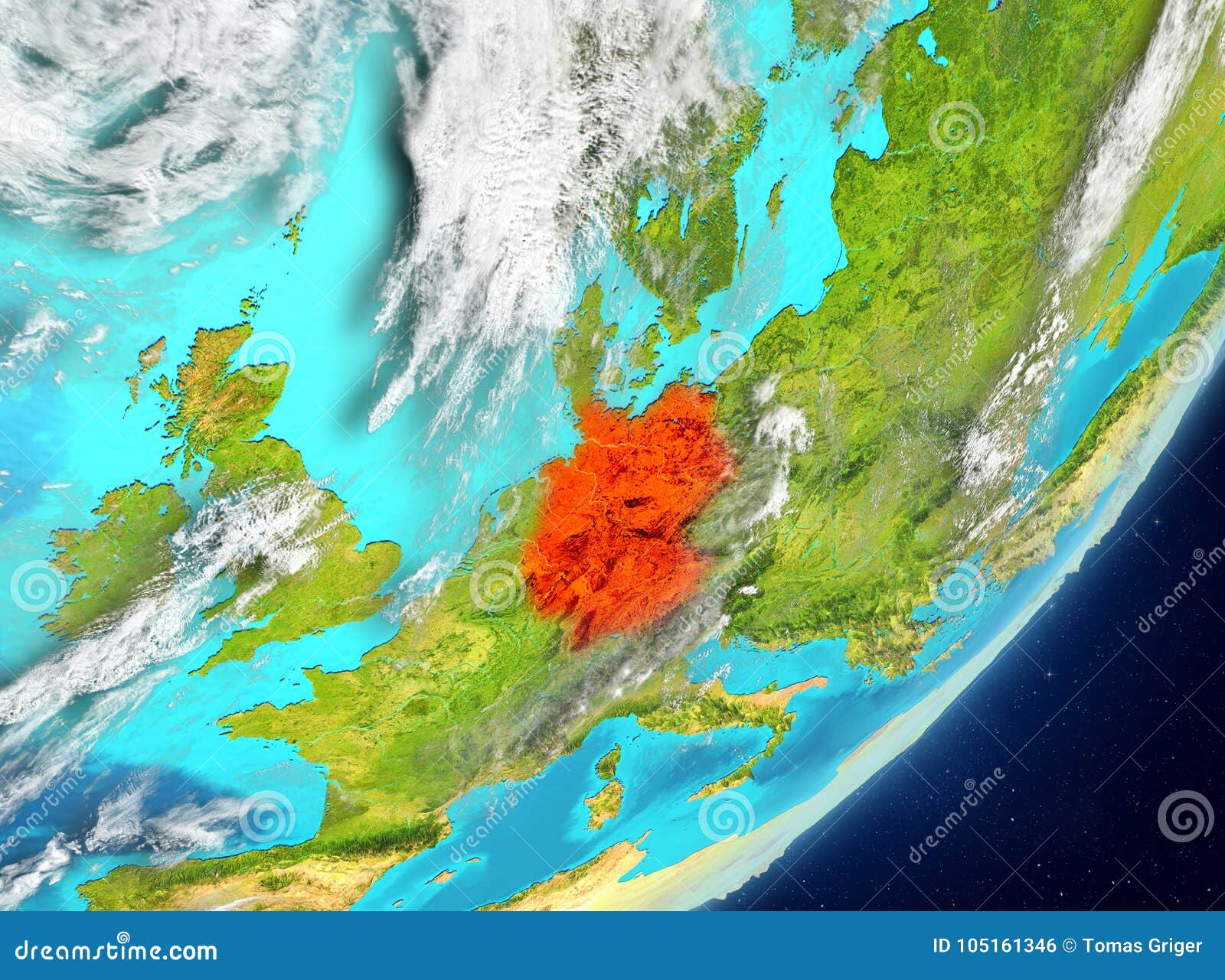 Germany from space stock illustration. Illustration of render - 105161346