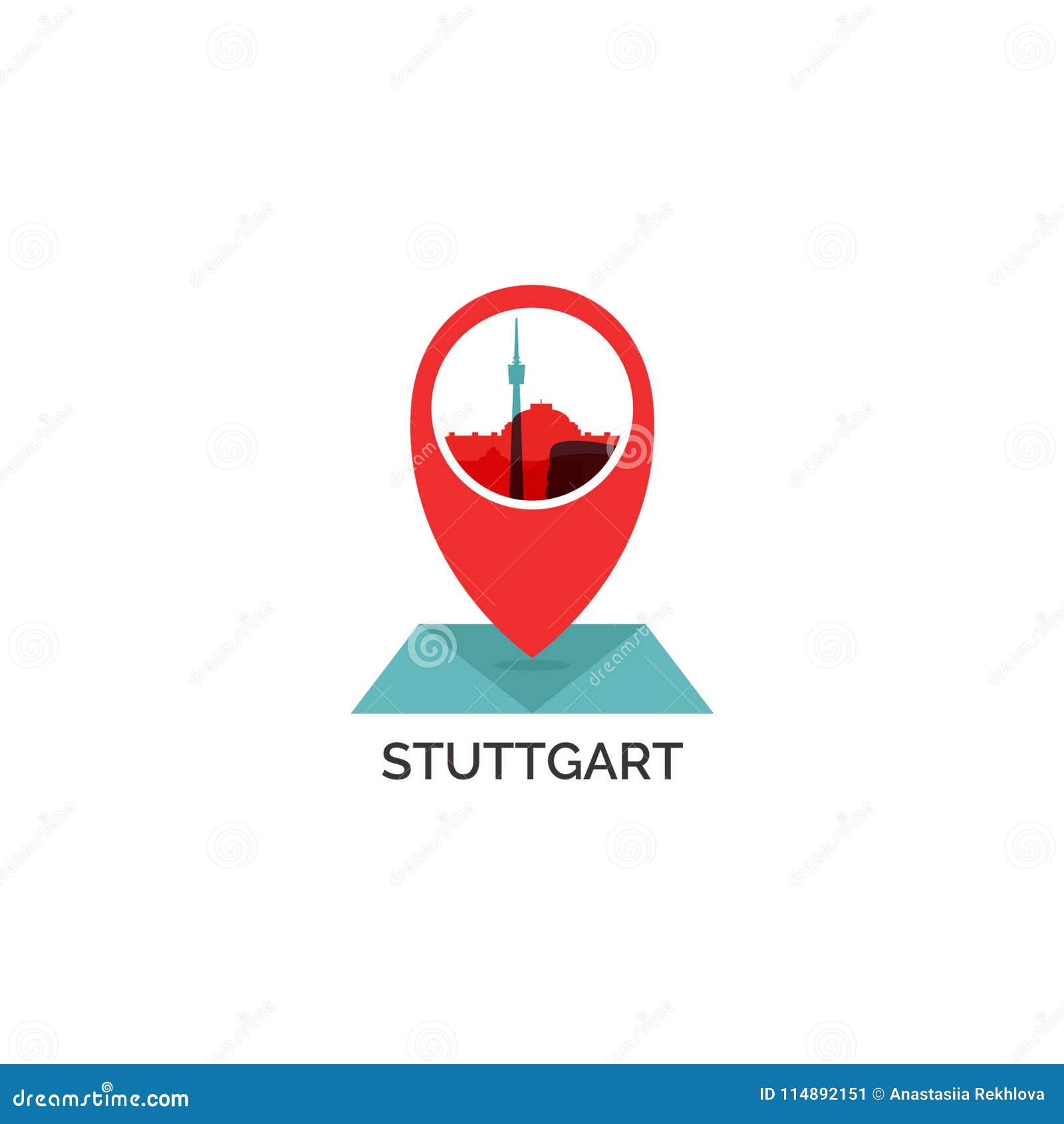 Stuttgart City Skyline Silhouette Vector Logo Illustration Stock Vector ...
