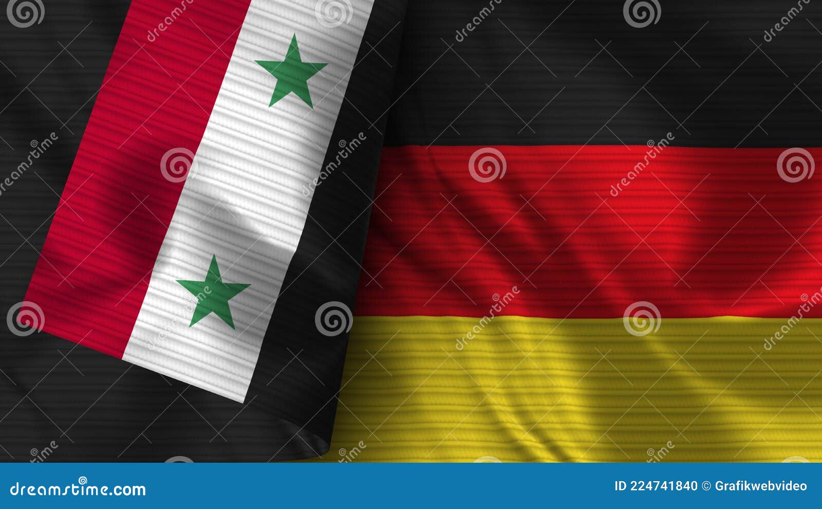Germany and Syria Realistic Flag â€“ Fabric Texture Illustration Stock ...