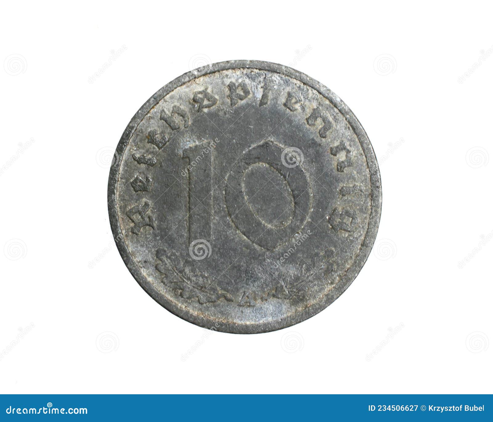 Germany Ten Pfennig Coin on a White Isolated Background Editorial ...