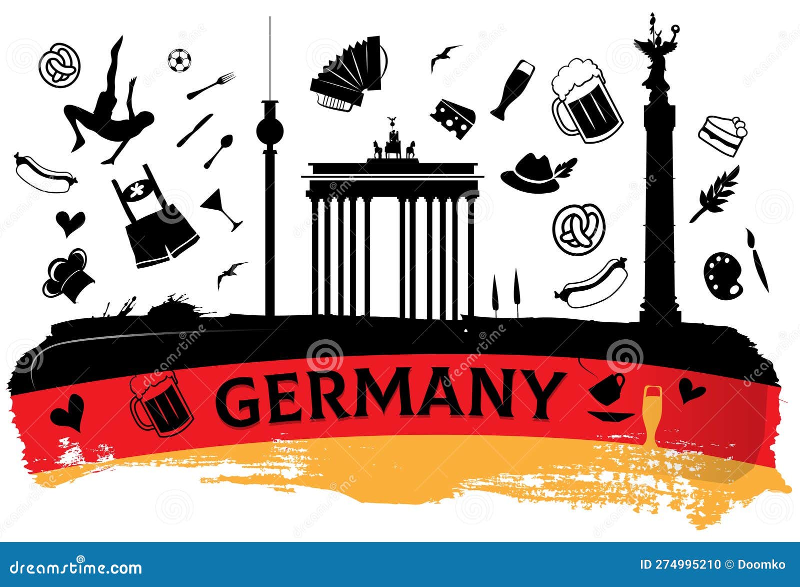 Germany Travel Banner with Icon and Monuments on Flag Stock Vector ...