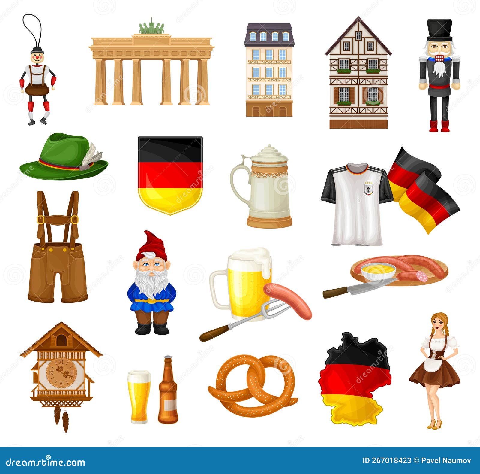 Germany Travel Traditional Symbols and Attribute Big Vector Set Stock ...
