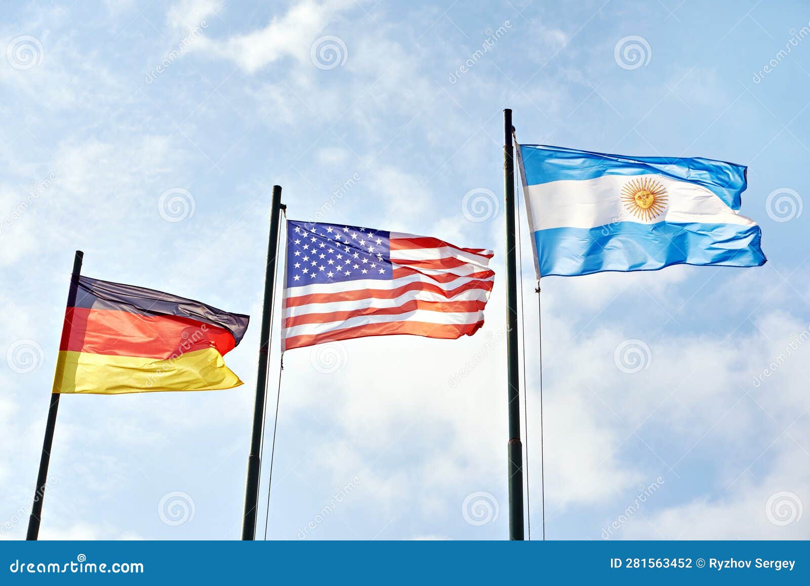 Germany, USA and Argentina Flags on Sky Stock Photo - Image of banner ...