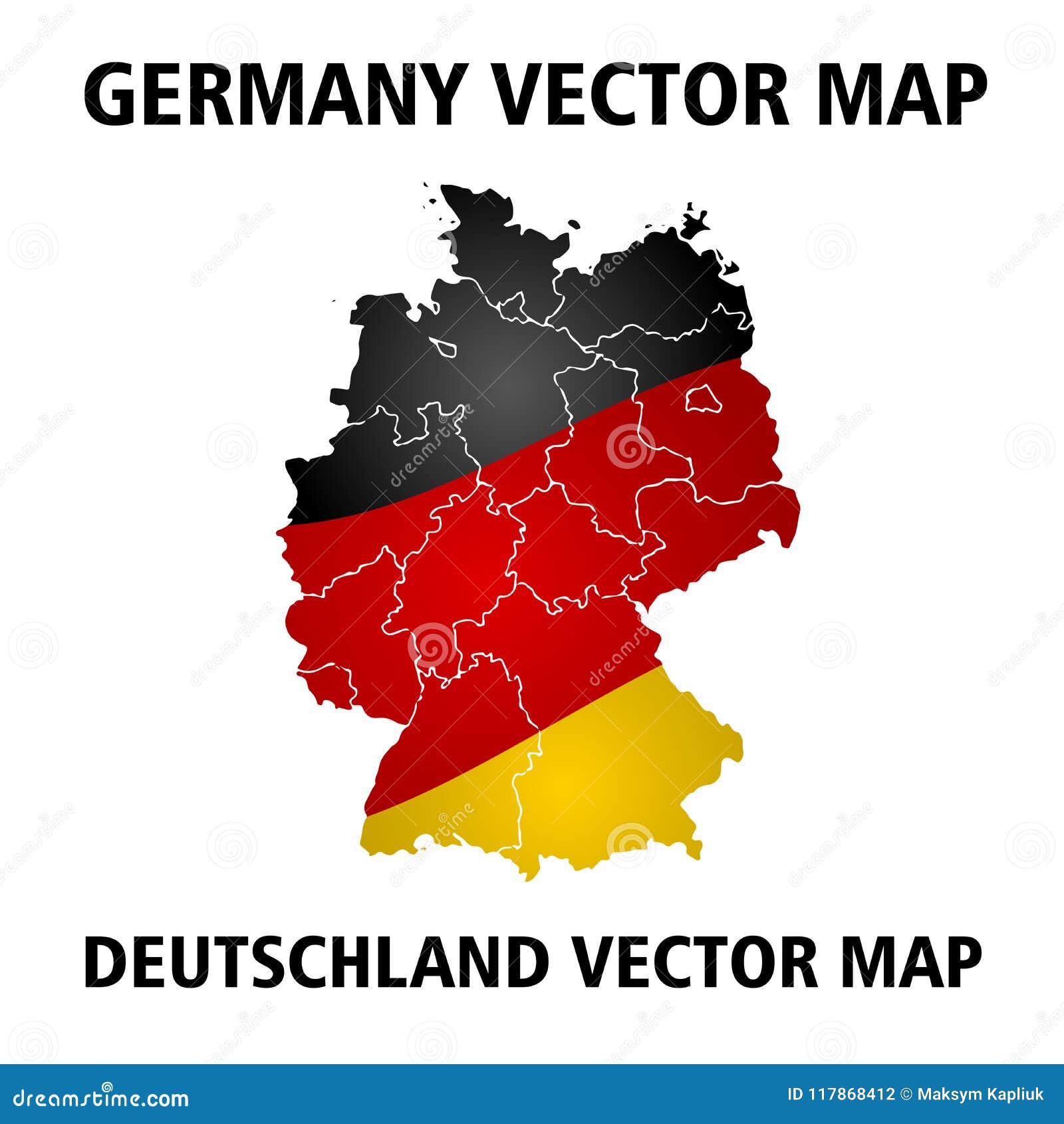 Germany Vector Map. Colors of National Flag Stock Vector - Illustration ...